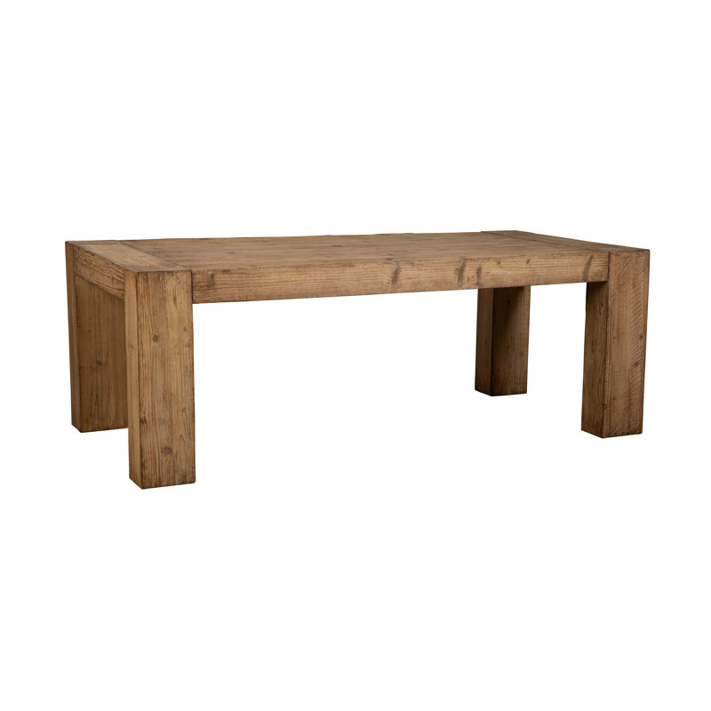 Benjara Mao Dining Table, 84 Inch Rectangular Top, Brown Reclaimed Pine Wood | Wayfair
